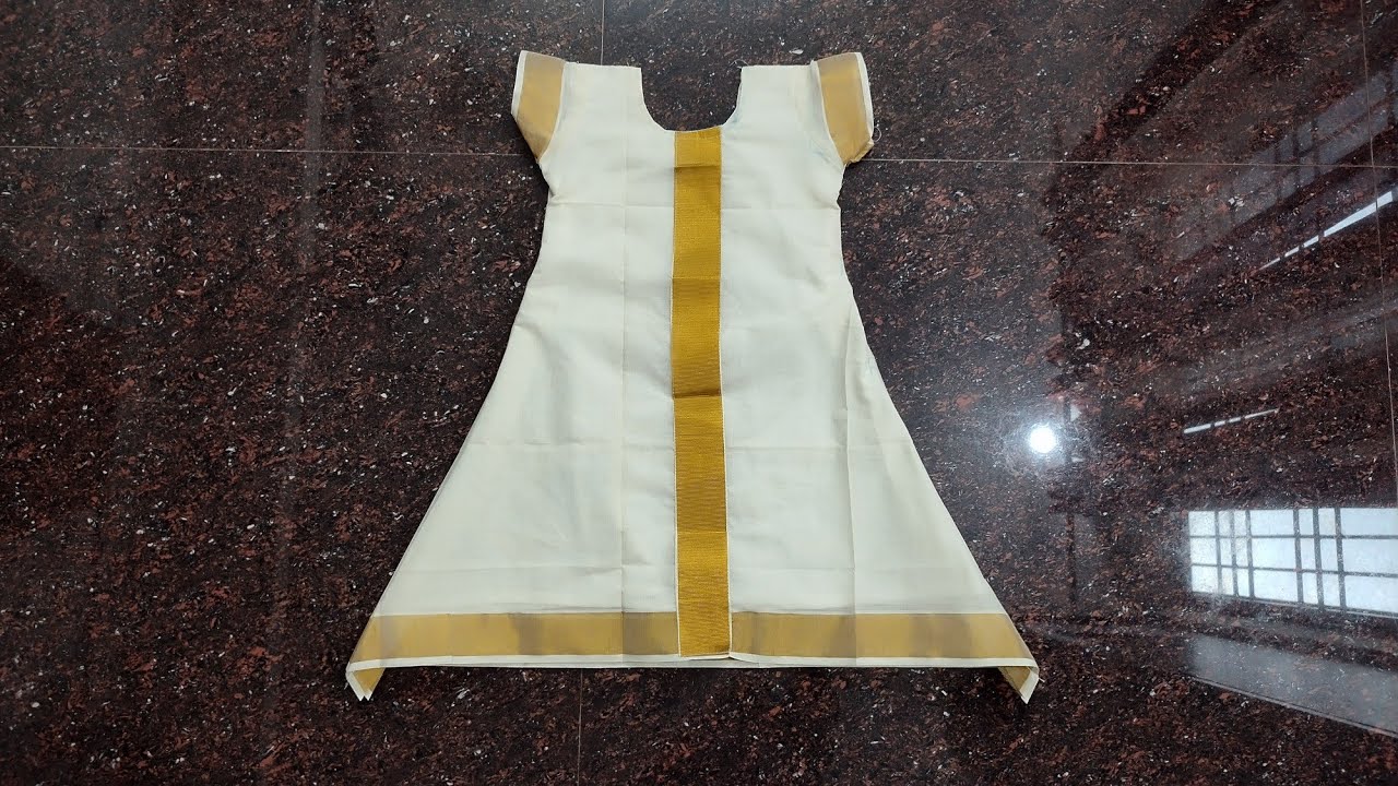 Very Easy and Simple Gold border frock cutting and stitching - YouTube