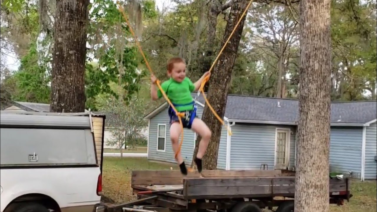 DIY BACKYARD BUNGEE JUMPING FOR KIDS AND ADULTS! - YouTube