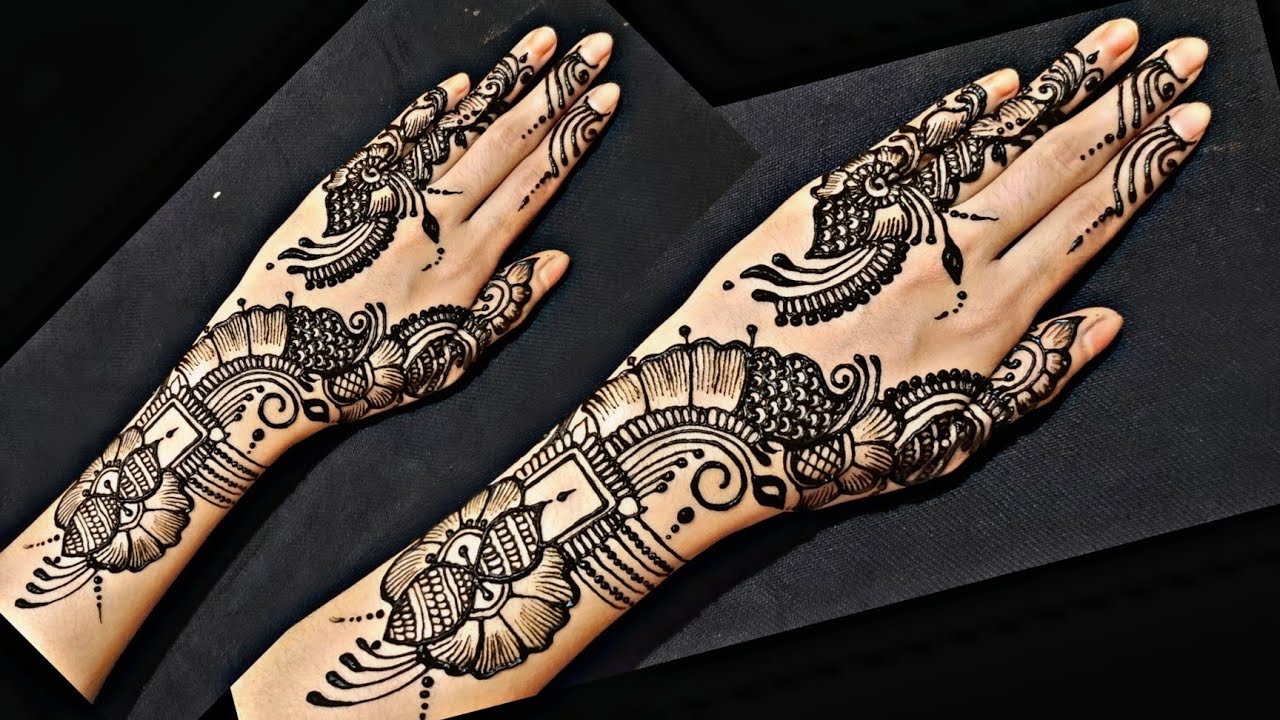 Back Hand ️Black mehendi designs for Wedding Function | Black Stylish ...