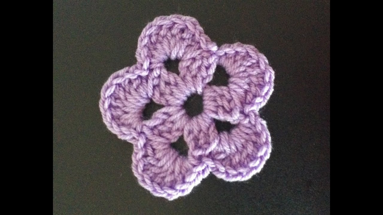 How to crochet five petal flower - YouTube