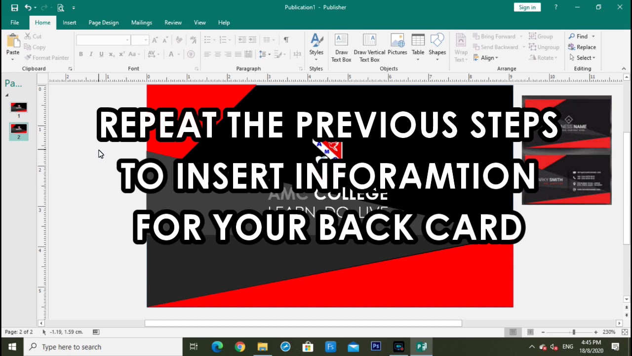 MS Publisher Tutorial Business Card - YouTube