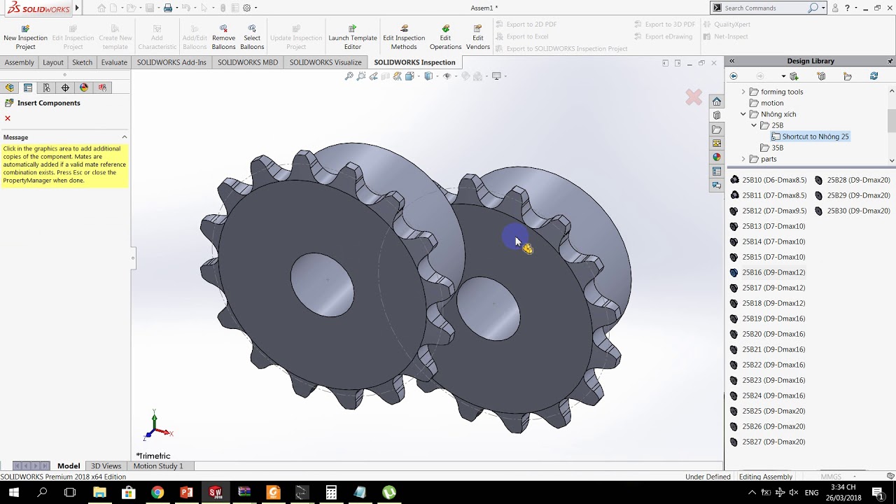 Tạo thư viện Nhông trong solidworks 2018 bằng Geartrax 2018 - YouTube