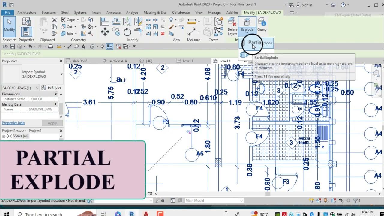 126- Import Cad file to revit - compare between explode revit and displace element ( شرح بالعربي ...