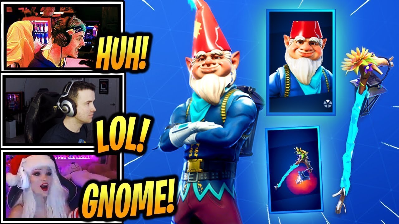 STREAMERS REACT TO NEW GNOME SKIN! *GRIMBLES* & *COLD SNAP* - FORTNITE ...