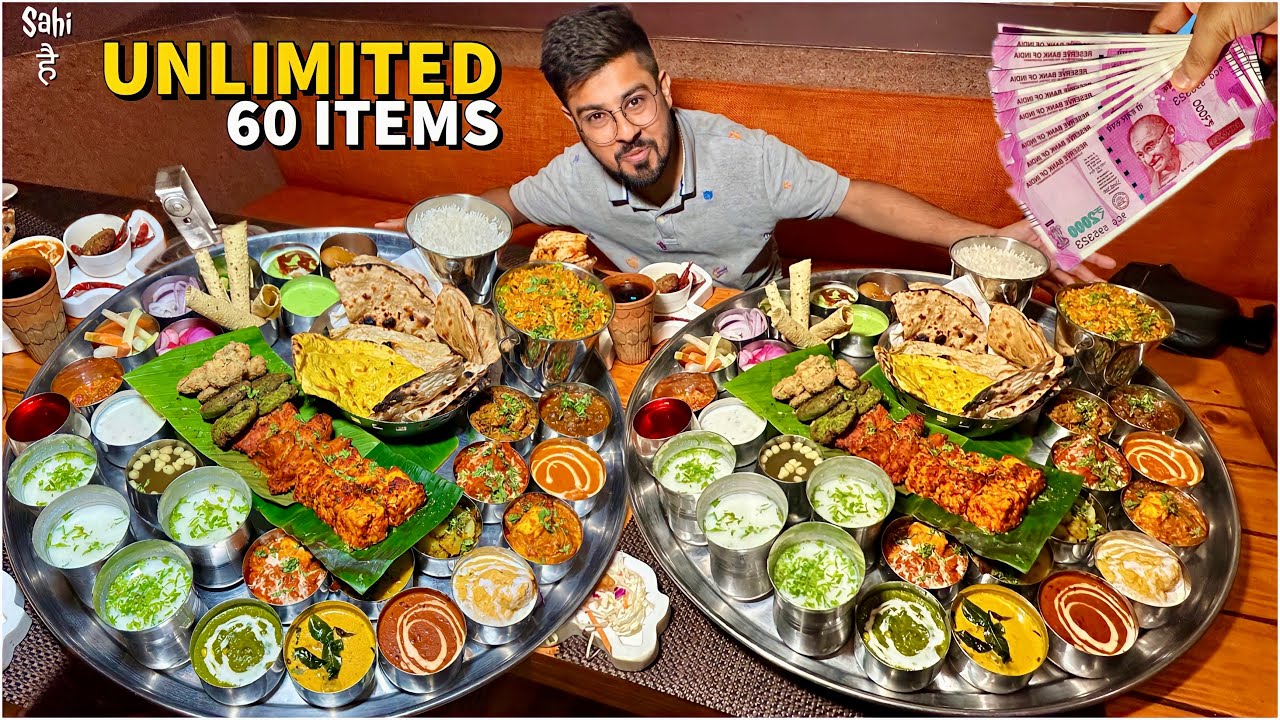 India's Biggest 56 INCH Veg Thali | Street Food India | 8.5 Kilo Food ...