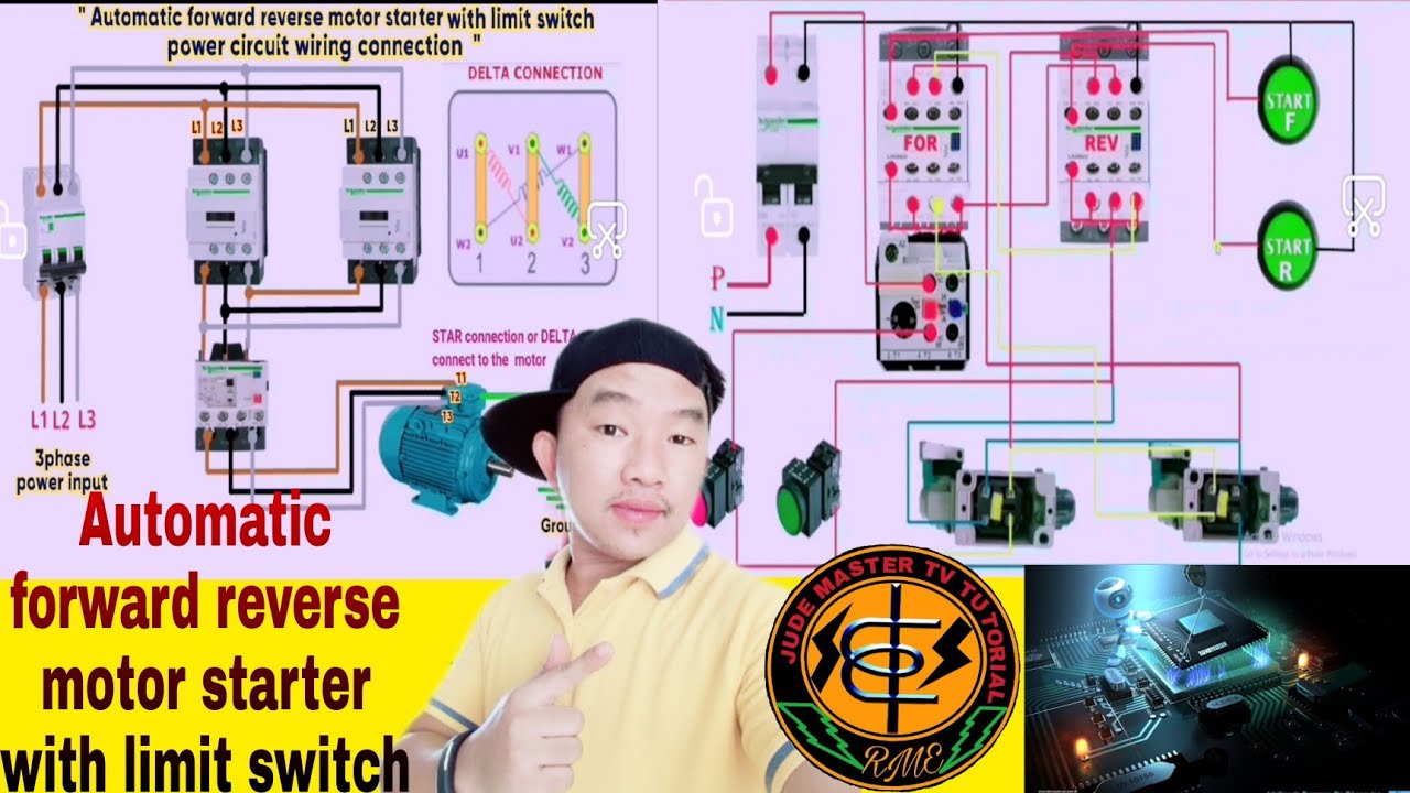 How to wiring automatic forward reverse motor starter with limit switch ...