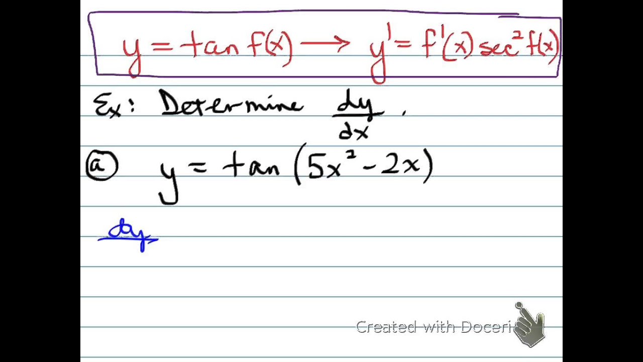 MCV Lesson 7 Derivative of tan - YouTube