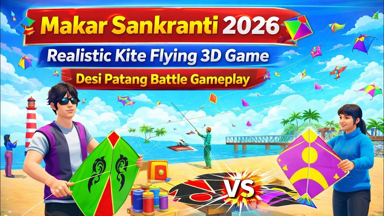 🌈 Makar Sankranti 2026 🪁 | Realistic Kite Flying 3D Game | Desi Patang ...
