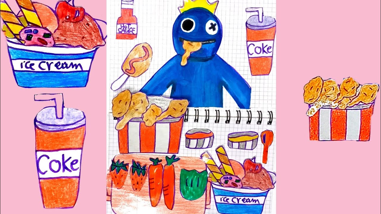 [💸Paper diy💸] Mukbang Rainbow || Fastfood Mukbang 네일팁 붙이기 종이놀이 asmr ...