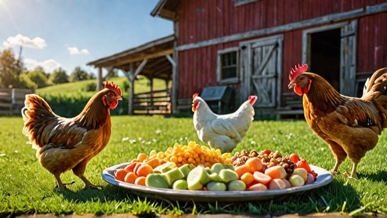 🍉🐔 Fresh Farm Snacks Keep Chickens Energized 🍏 - YouTube