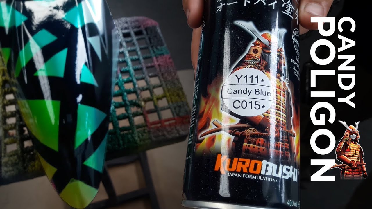 Samurai Candy Red, Blue, Yellow and Green corak Poligon spray Matgat ...