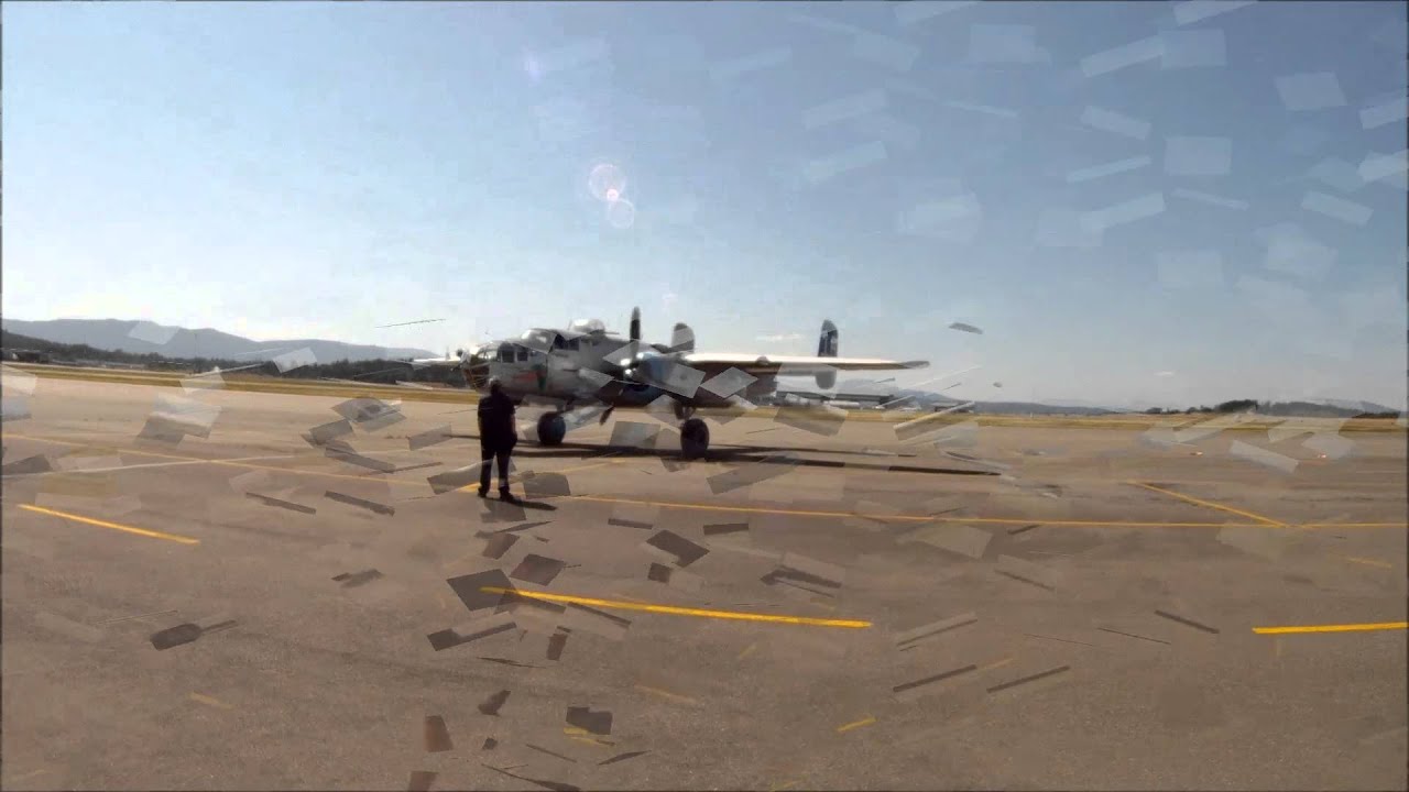 B-25 Mitchell engine start-up - YouTube