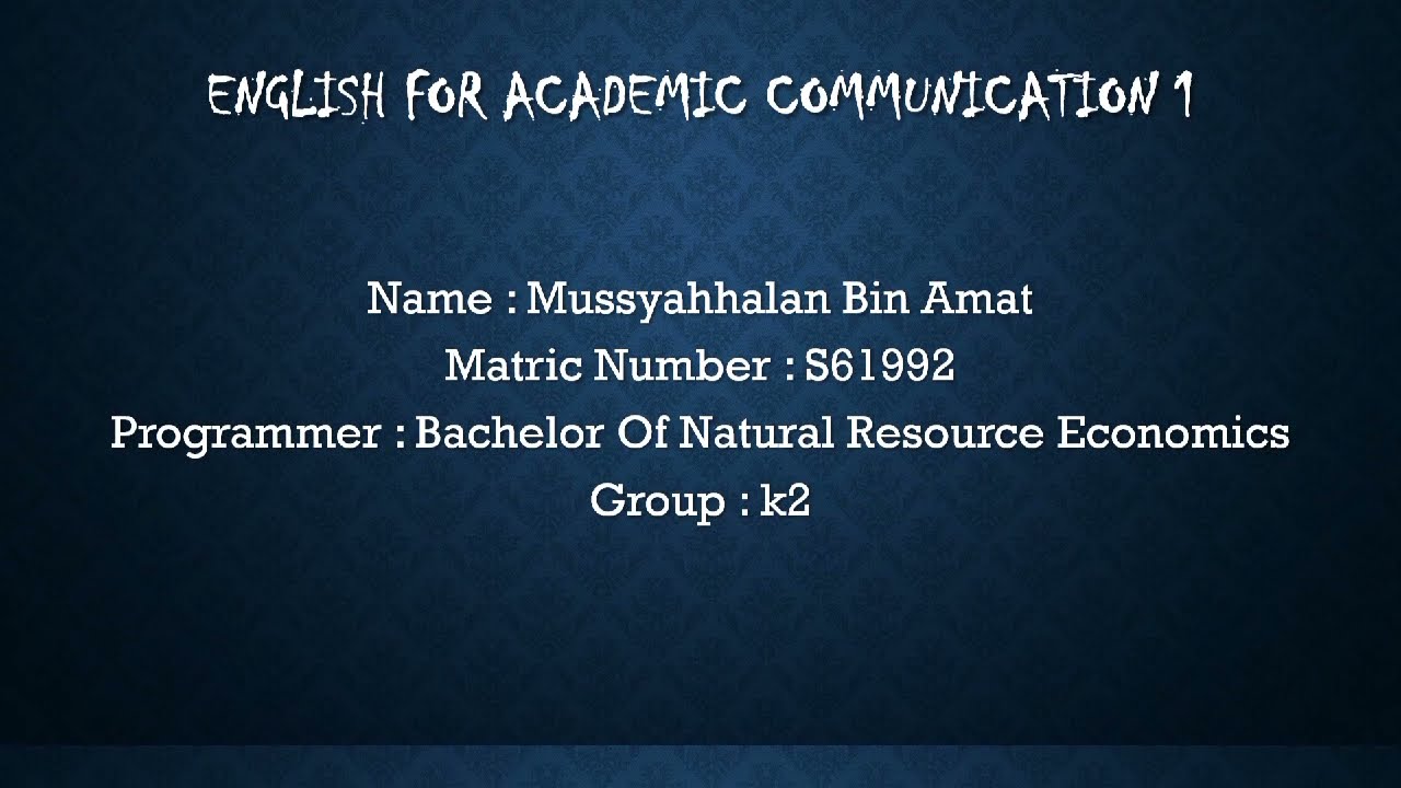 English for academic communication 1 - YouTube