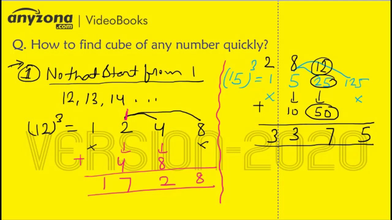 How To Find Cube Of Any Number Quickly Anyzona Videobooks Demo 1 How To Find Cube Of Any Number Quickly Anyzona Videobooks Demo 1