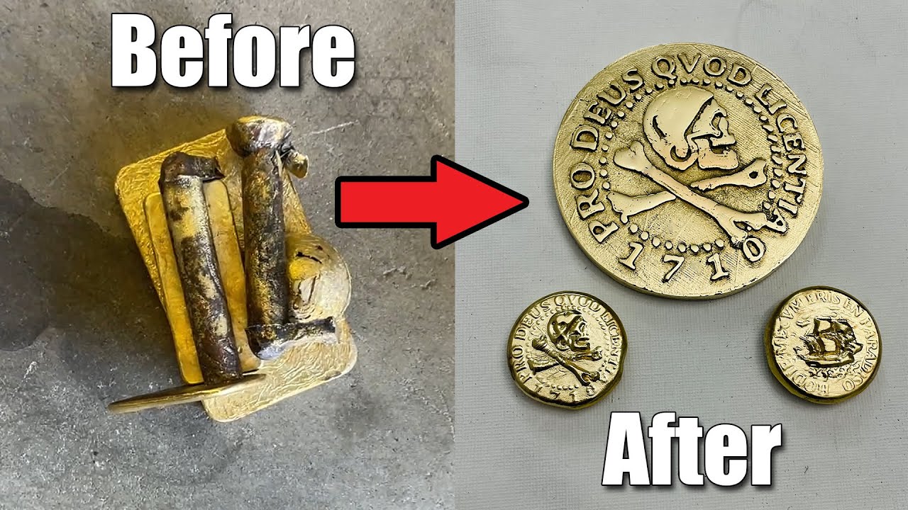 Casting A Giant Uncharted Coin From Scrap Bronze - Easy Metal Casting ...