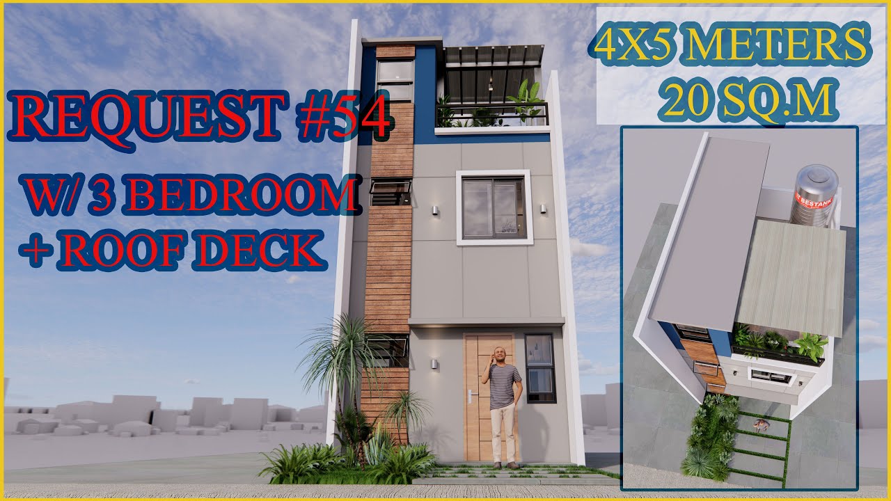 4X5 METERS (SMALL HOUSE DESIGN IDEAS 20sq.m/3 BEDROOMS W/ ROOF DECK ...