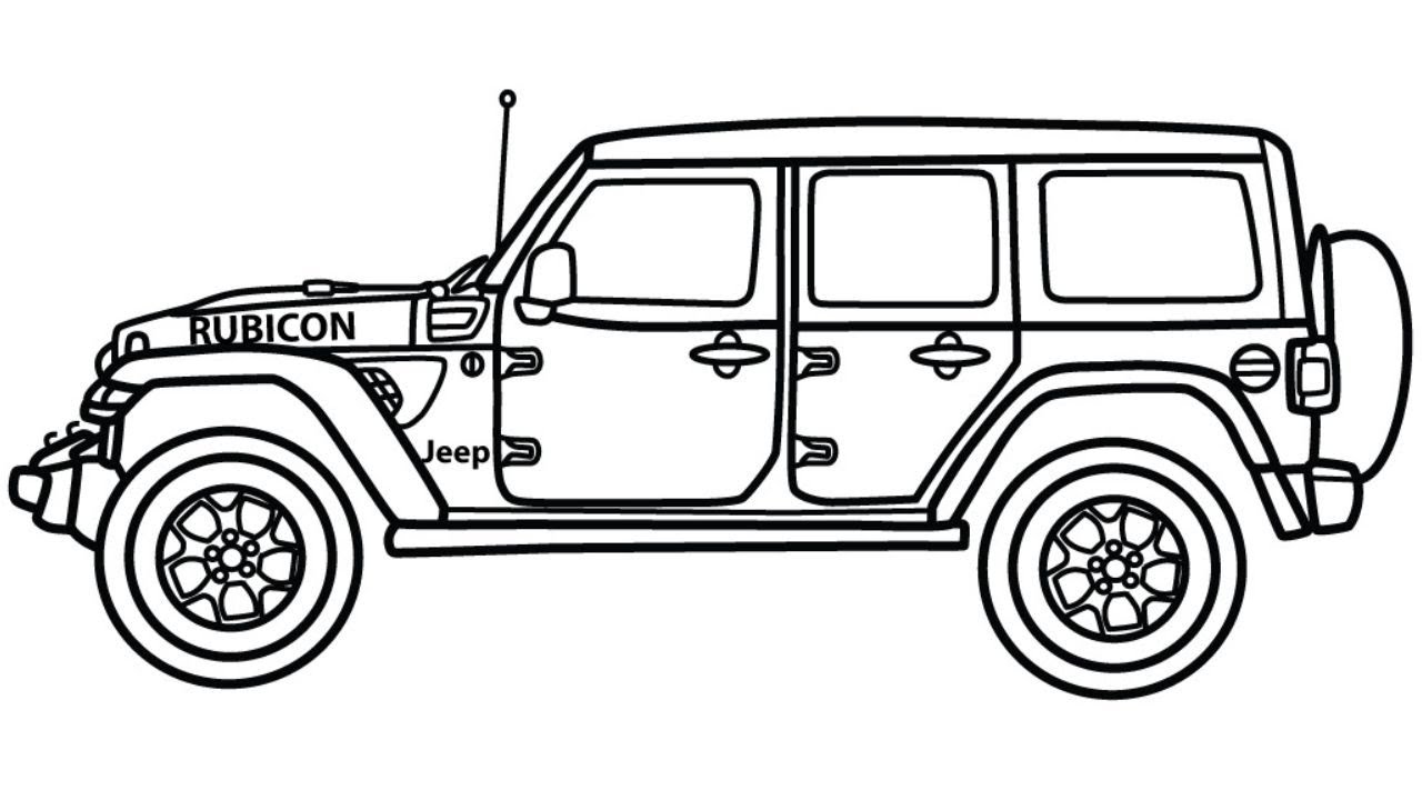 How to Draw a Rubicon Jeep - step by step - YouTube
