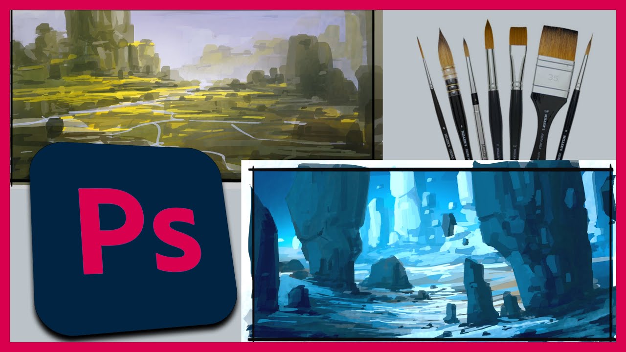 Quick Fantasy Landscape Sketches in Photoshop - YouTube