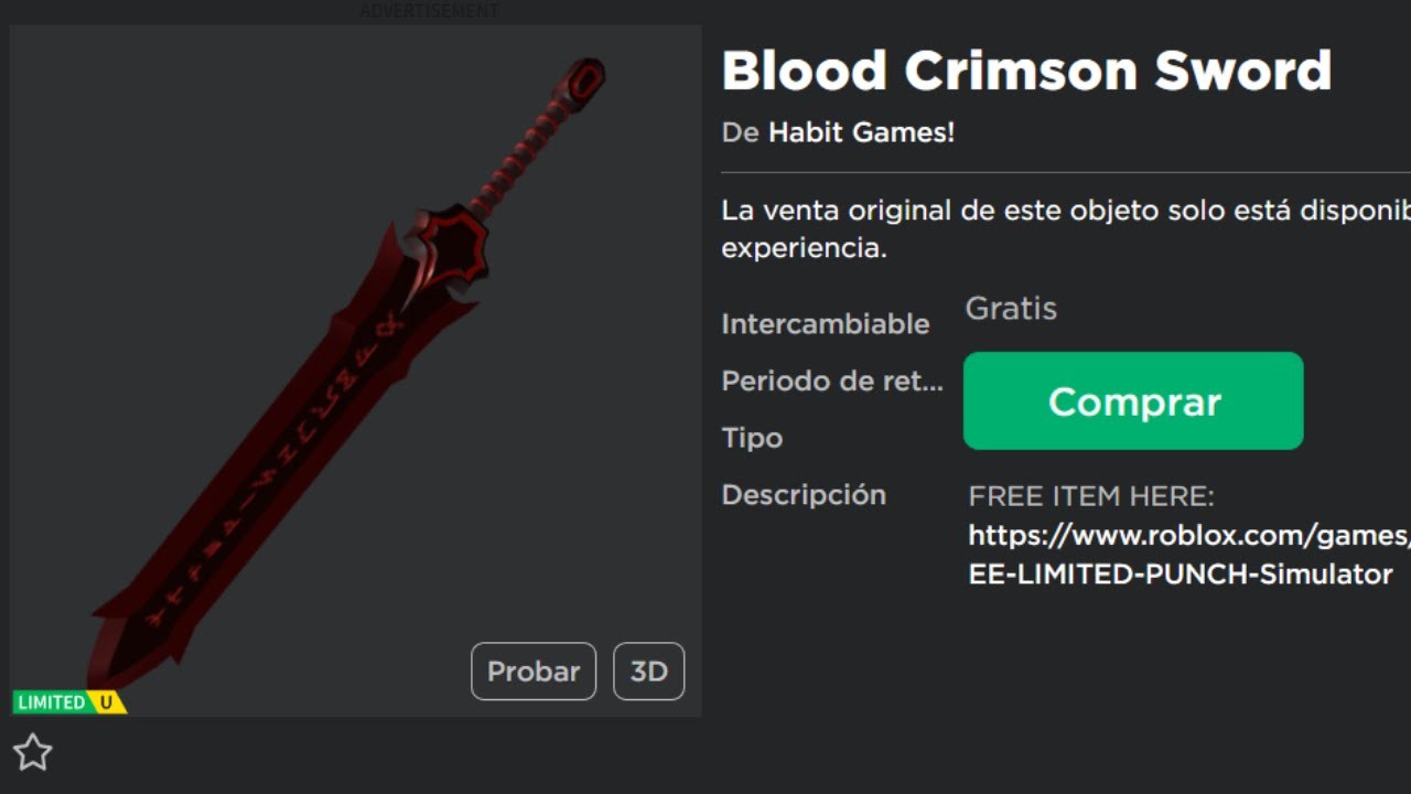 COMO CONSEGUIR Blood Crimson Sword Brillante COMPLETAMENTE GRATIS EN ...