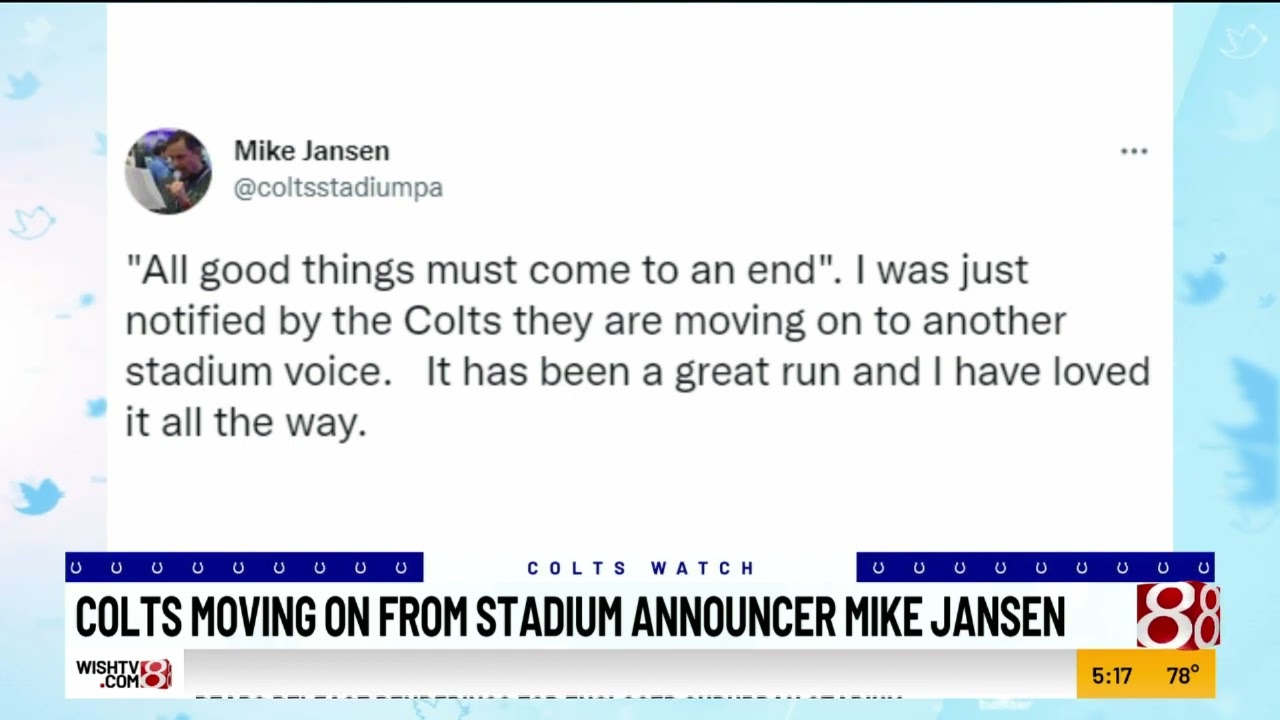 Colts moving on from stadium announcer Mike Jansen - YouTube