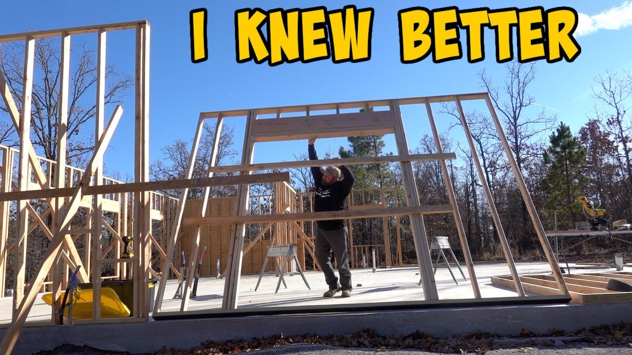 FRAMING AND STANDING WALLS UP IN OUR SELF BUILT HOUSE - YouTube