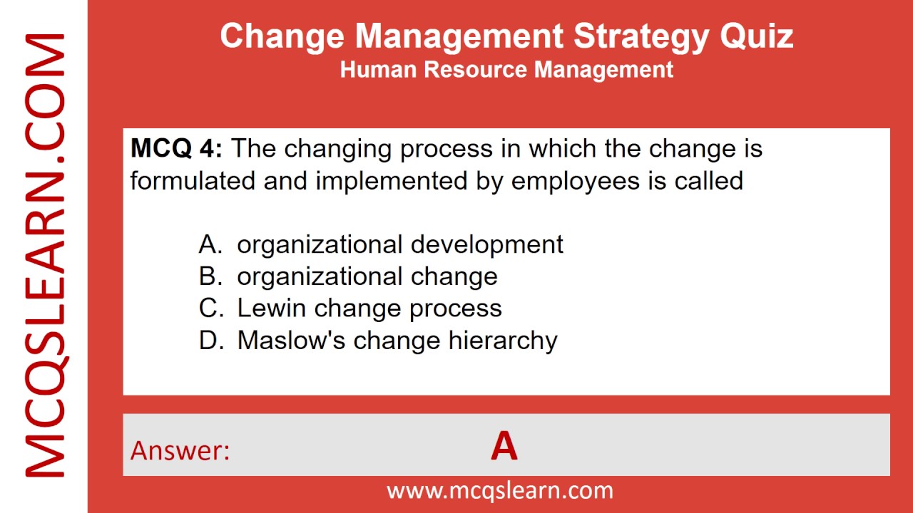 Change Management Strategy Quiz PDF | Change Management Notes Questions ...
