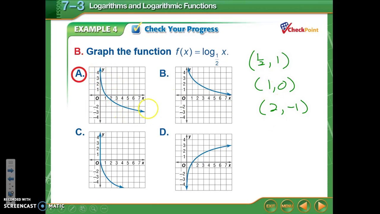 7.3B - Graphing Logarithmic Functions - YouTube