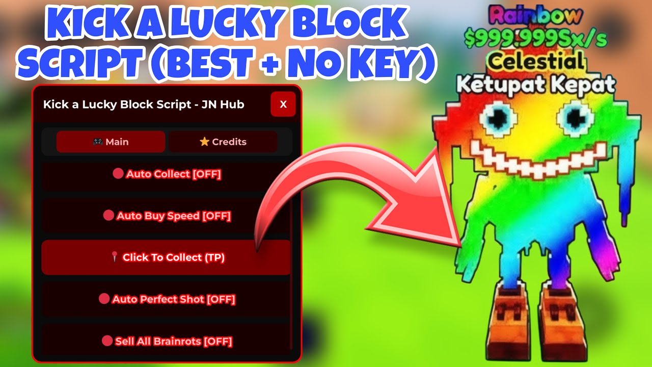 Kick A Lucky Block Script *NO KEY* - Perfect Kick, Dupe Brainrots, Auto ...