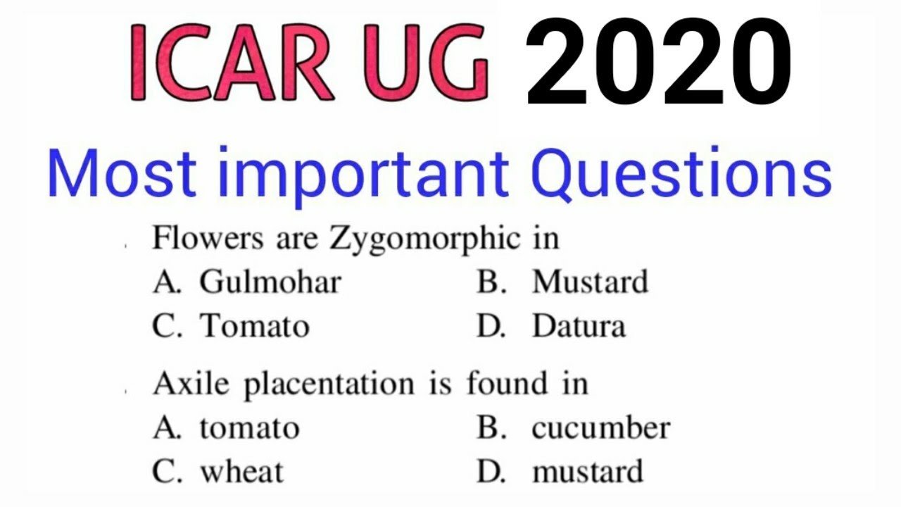 ICAR 2020 के लिए very important questions || ICAR AIEEA UG previous years repeated questions ...