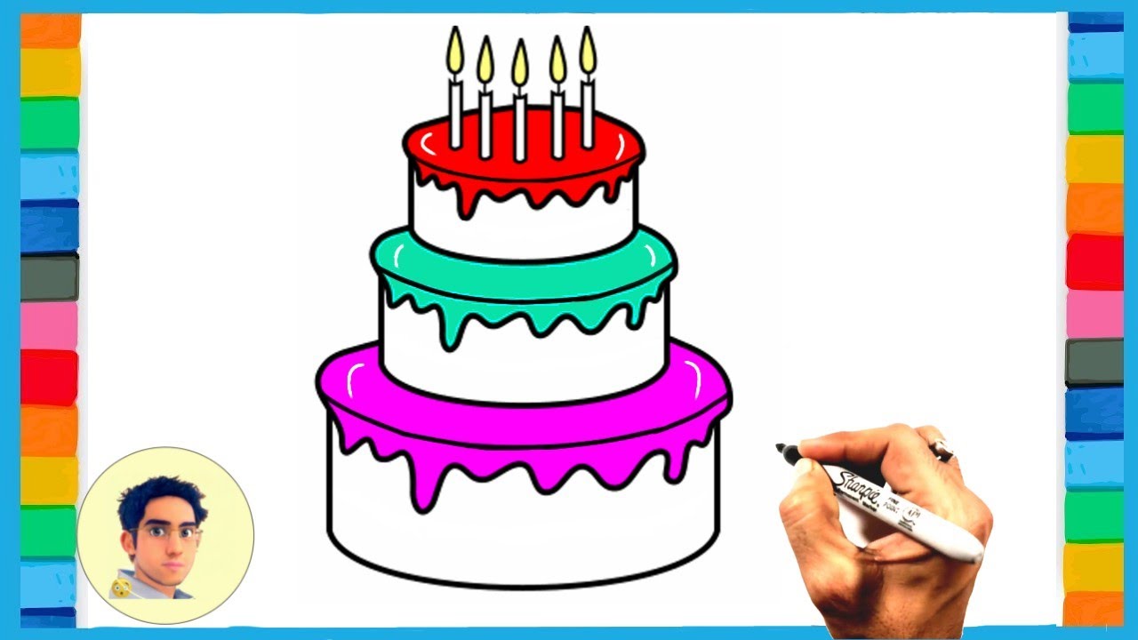 How to draw a Jelly Cake | Simple and Easy Birthday Cake drawing - YouTube