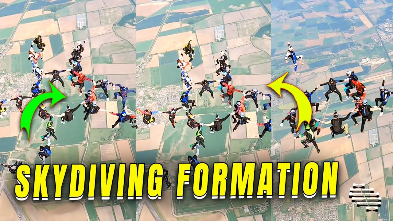 Skydivers Create Largest UK Head-Up Formation - YouTube