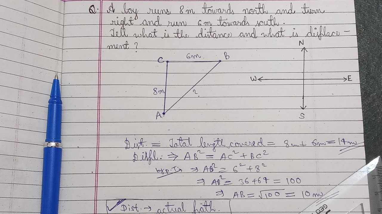 Basic numericals on distance and displacement. - YouTube