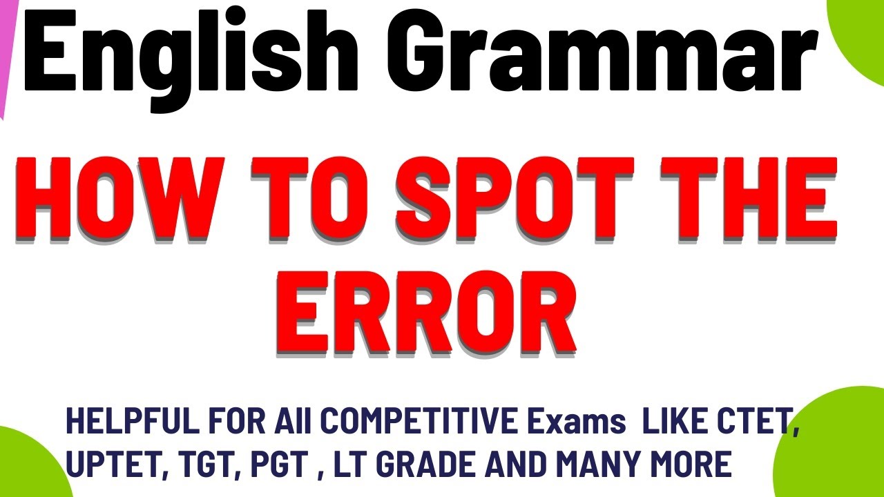 How to Spot Errors in English Grammar I English Sutraa I LT GRADE TGT ...