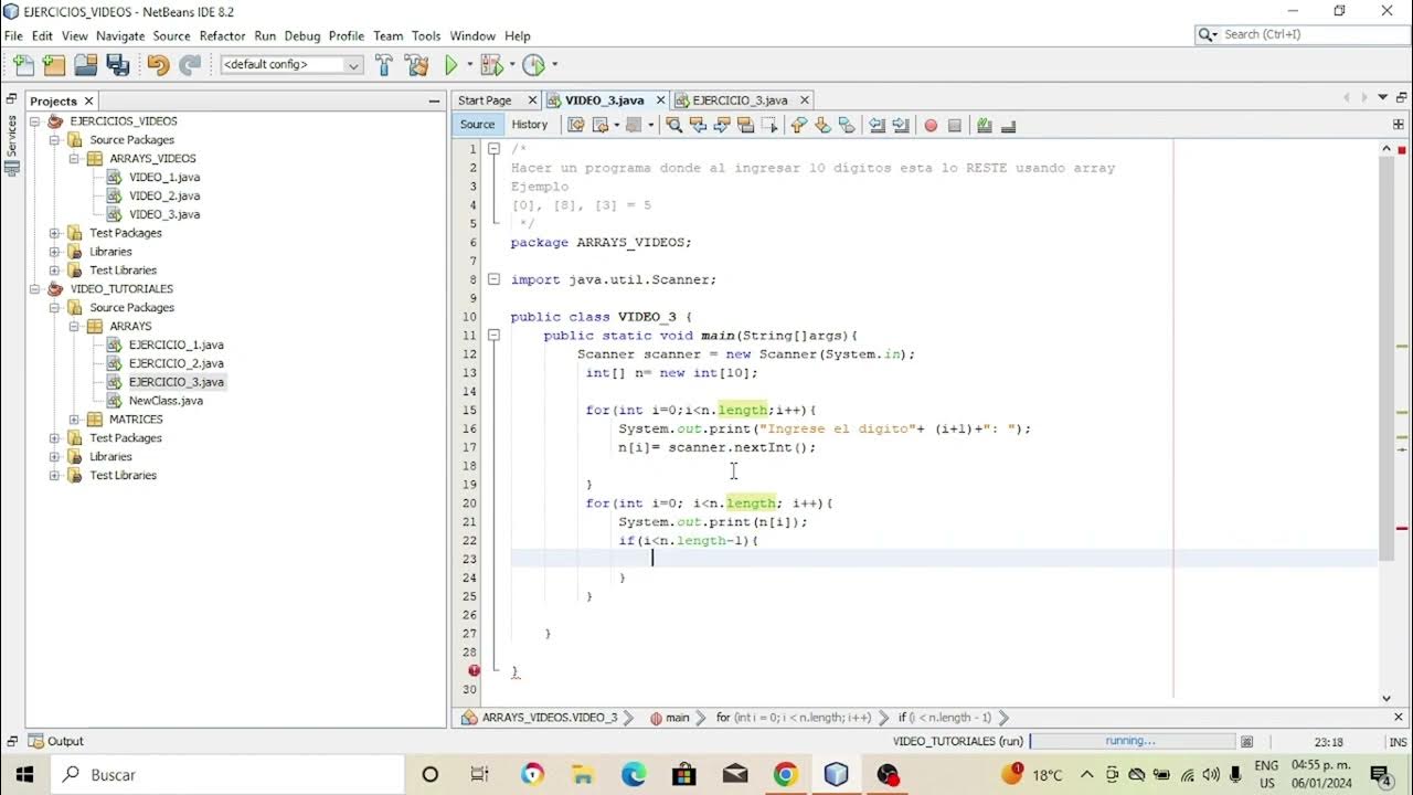 EJERCICIOS CON ARRAYS-Ejercicio 3/PROYECTO PROGRAMACION - YouTube