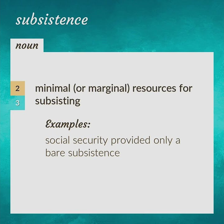 Subsistence | meaning of Subsistence - YouTube