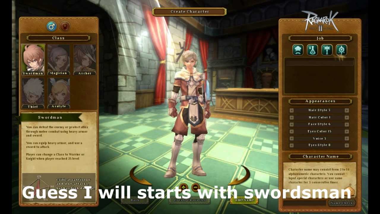 Ragnarok Online 2: Swordsman Character creation and first look gameplay ...