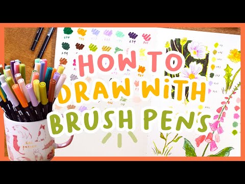 Swatching all my Tombow brush pens + drawing florals! 🌈