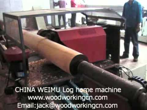 china woodworking machine log home machine log lathe - YouTube