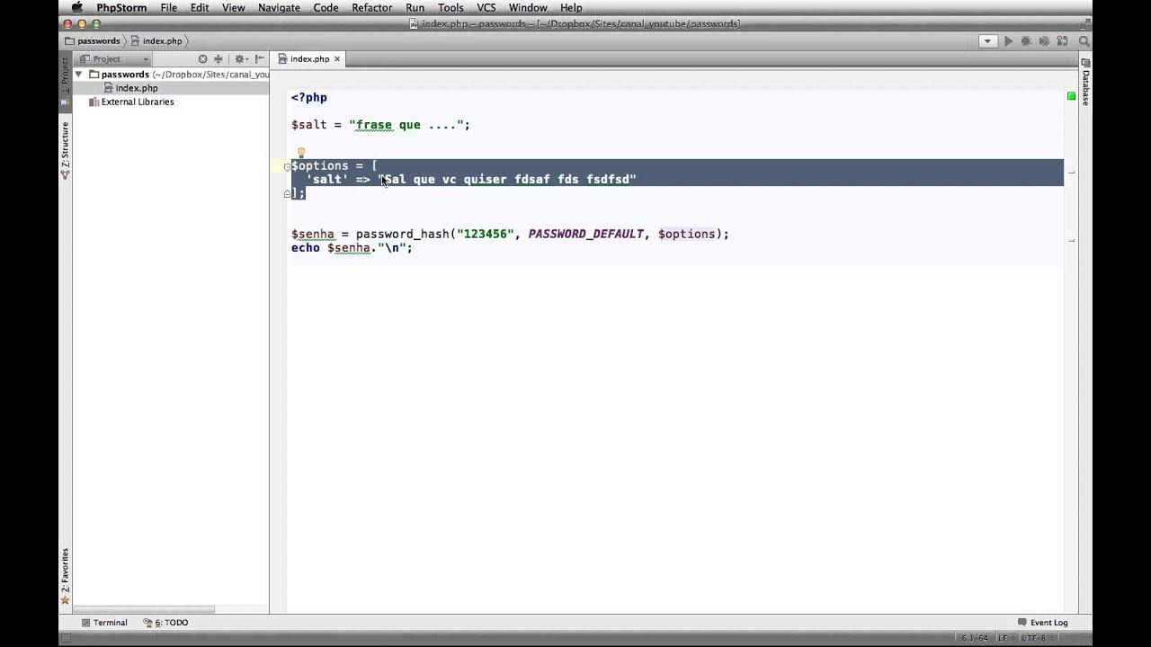 Gerando hashes passwords seguros com PHP - YouTube