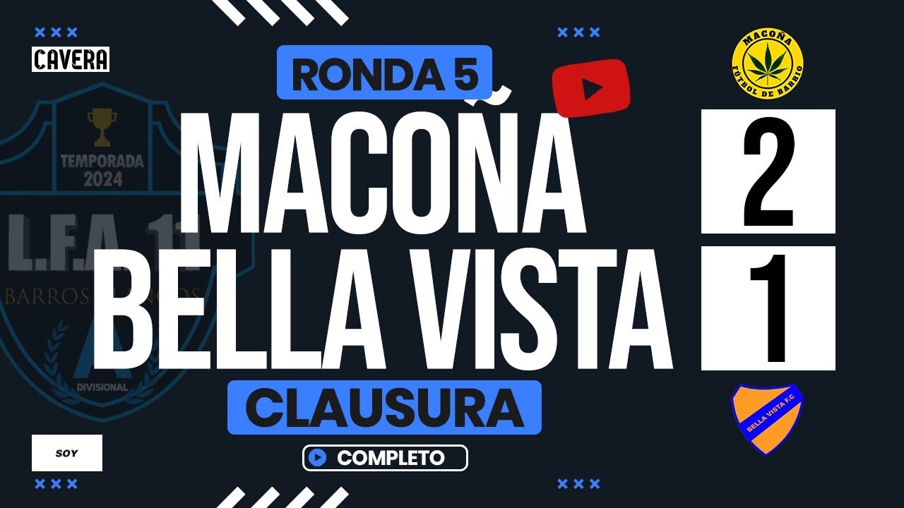 Bella Vista (1-2) Macoña | Partido Completo - YouTube