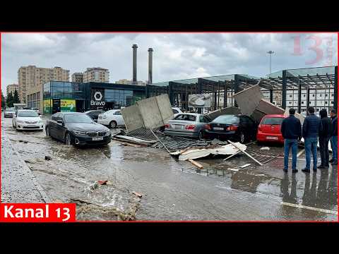 Bakıda dolu yağdı, avtomabilləri YARARSIZ HALA DÜŞDÜ: VİDEO