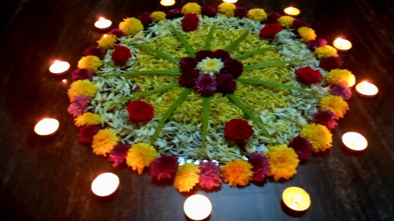 karthikai Deepam Flower decoration| karthikai Flower rangoli|chettinad ...