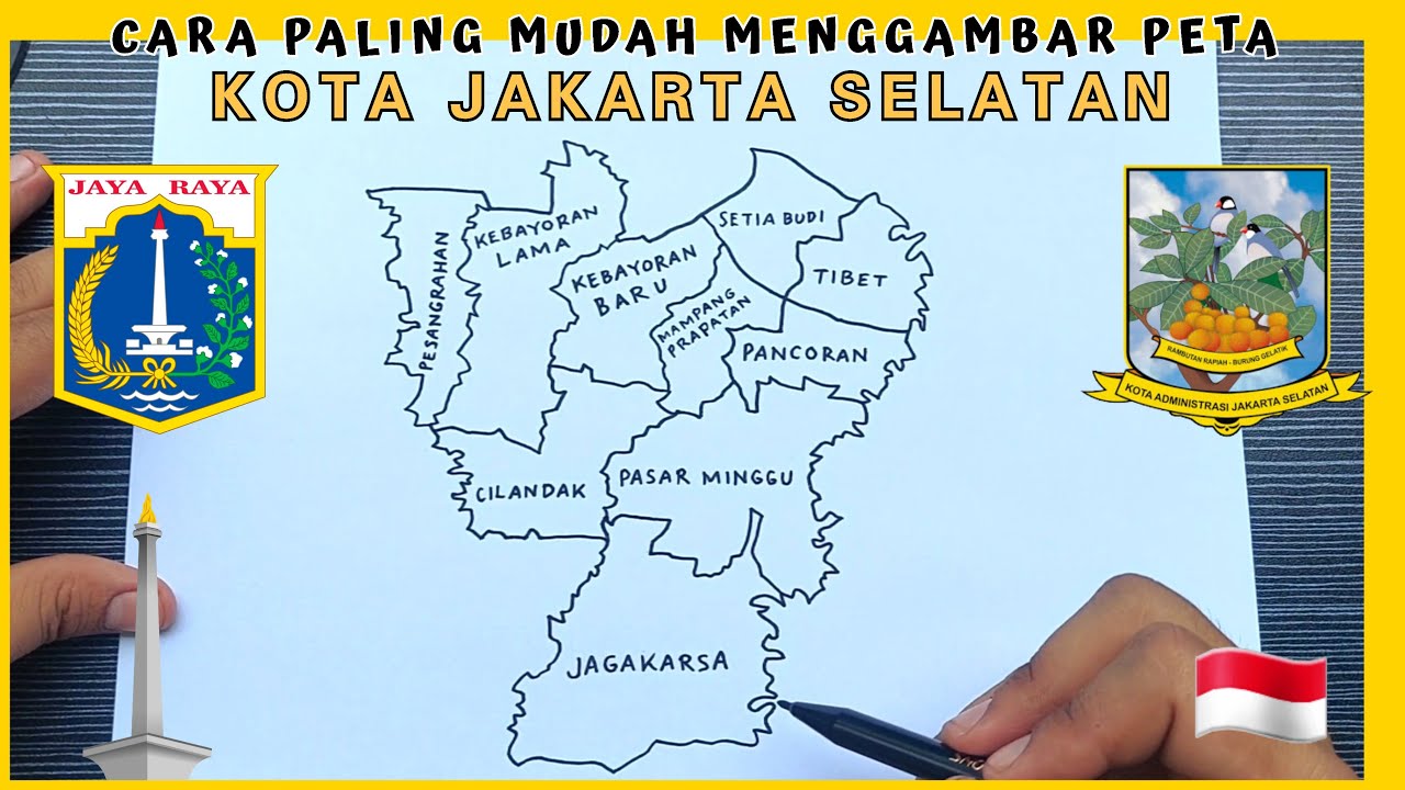 Cara menggambar PETA KOTA JAKARTA SELATAN dengan mudah & cepat | Gambar ...
