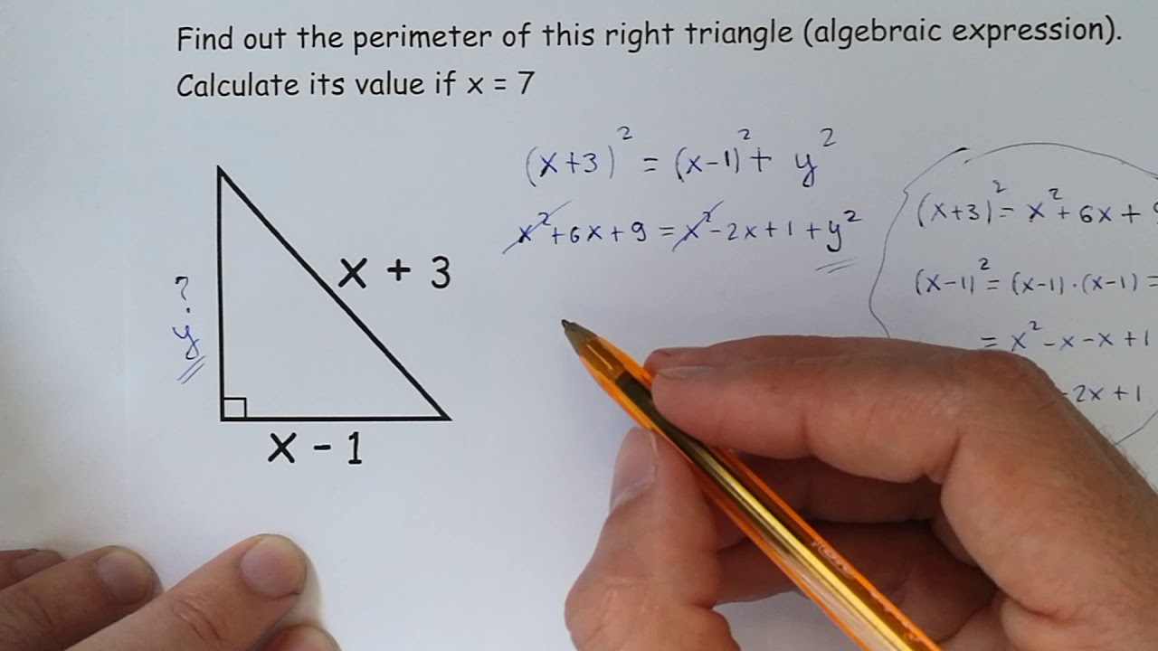Algebraic Expressions In A Right Triangle Perimeter YouTube