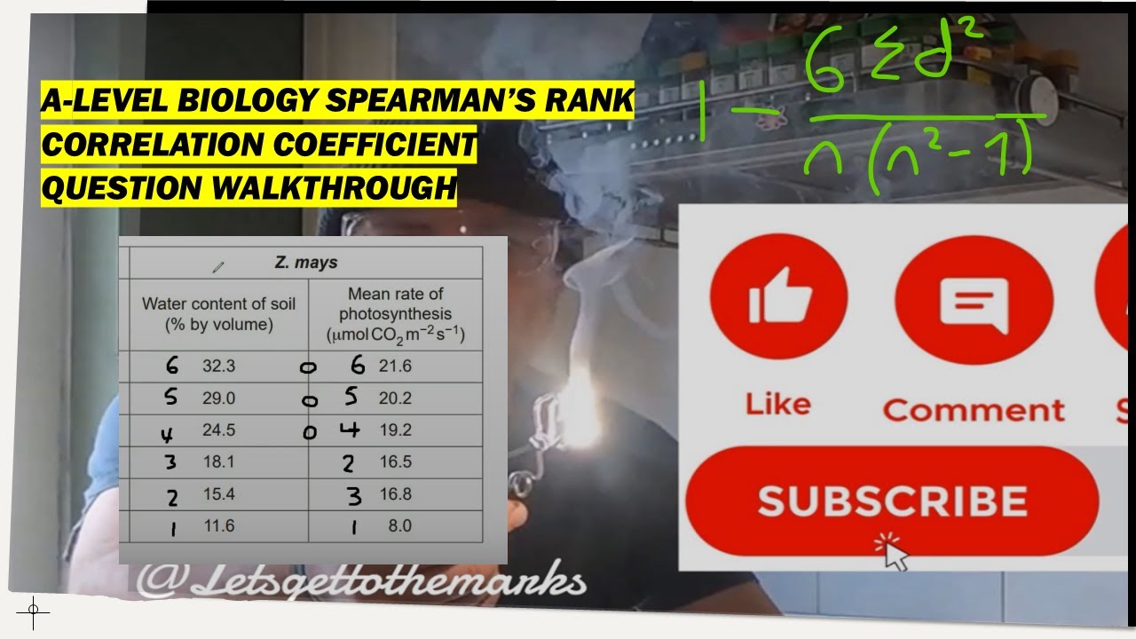 Spearman's rank correlation coefficient for A level Biology - YouTube