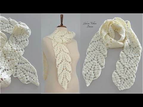 VİRAL OLAN 😍 YAPRAK DESEN ÖRGÜ ATKI- FULAR YAPIMI