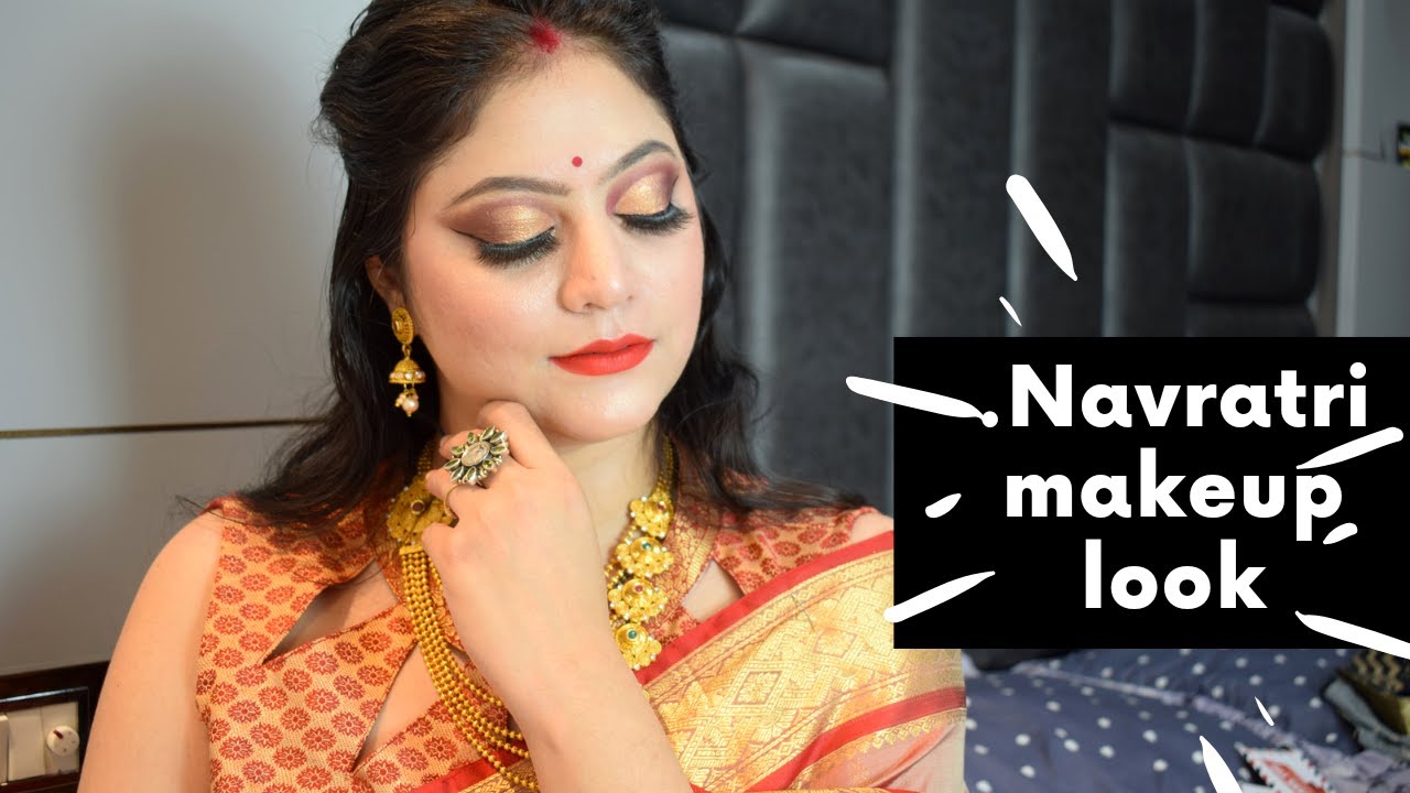 MAKEUP FOR NAVRATRI/WEDDING/PARTY l Cut Crease Eye look l Makeup for ...