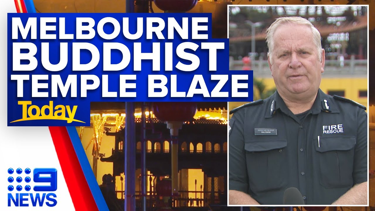 Buddhist temple destroyed by fire | 9 News Australia - YouTube