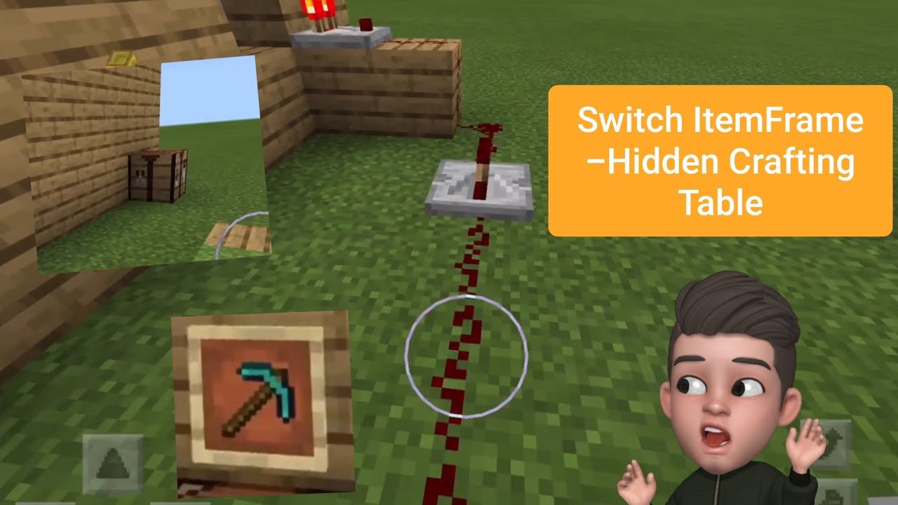 How to make a Switch Item Frame Hidden Crafting table trap for your ...