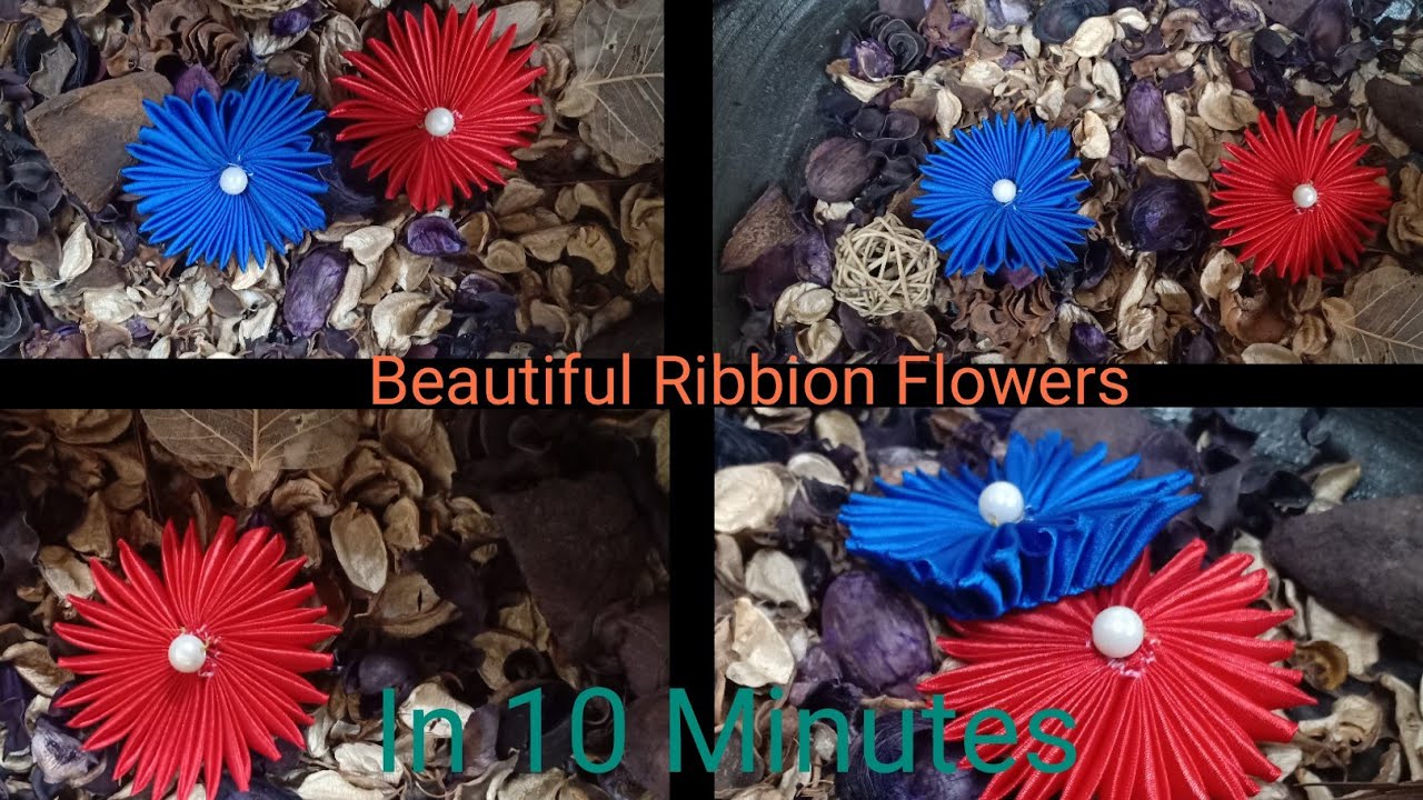 Amazing Ribbion Flower Work-Hand Embroidery design-Ribbion Tricks-Easy ...